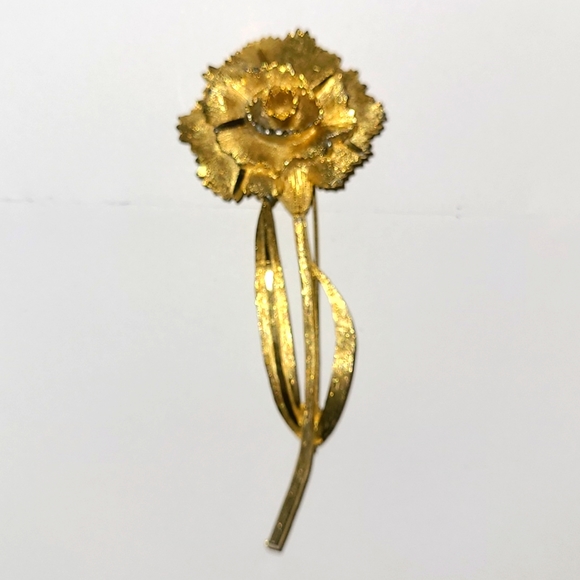 RSK | Jewelry | Vintage Rsk Carnation Brooch Brushed Gold Metal 4 Long ...